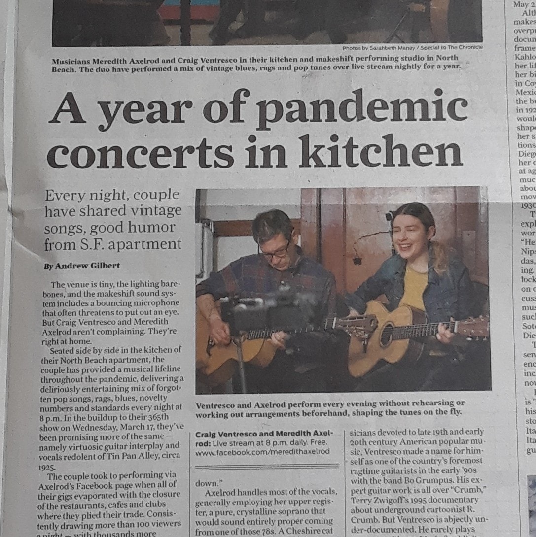 SF Chronicle put us on front page of Datebook today – Meredith Axelrod